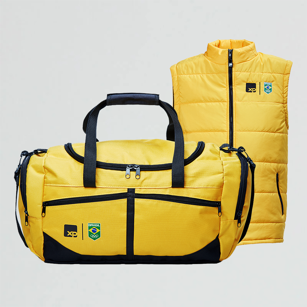 #campanha olimpíadas 1° Lugar - mala amarela + colete amarelo collab XP ...